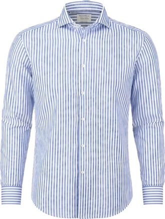 Mazzarelli Homme, Chemises, Bleu, Taille: L Cotton-linen Shirt
