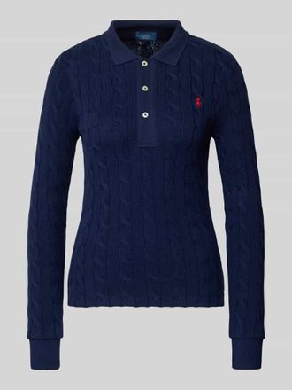 Polo Ralph Lauren Strickpullover mit Zopfmuster und Polokragen