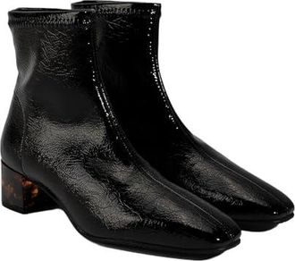 Desa Bottines pour Femme - Tige en Similicuir, Talon Bloc, Bout Pointu, Respirantes | Noir - 36