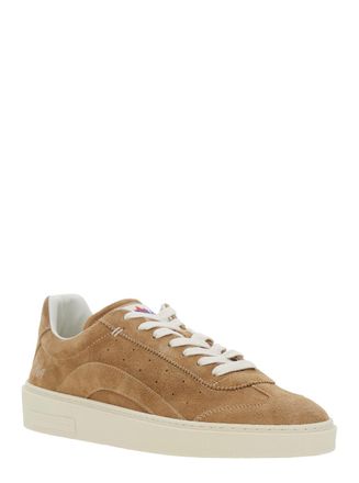 Dsquared2 Mens Low Top Suede Sneakers Beige Calf Leather Trainers