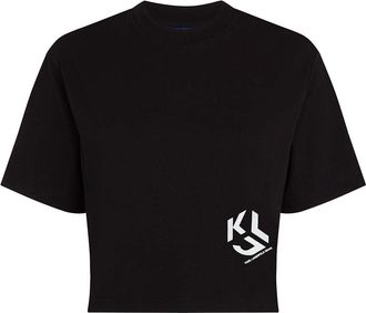 Karl Lagerfeld Karl Lagerfeld Jeans Slim V-Neck Tee, Women, Black, T-Shirt