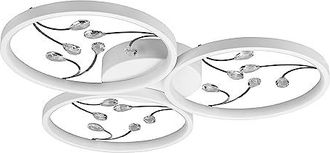 Trio Leuchten LED Deckenleuchte Groovy 642110331, Metall Weiß matt, Kristallglas, inkl. 30 Watt LED, Switch Dimmer