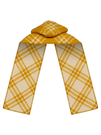Burberry Mens Hooded Wool Scarf Pear Yellow Check Scarfs