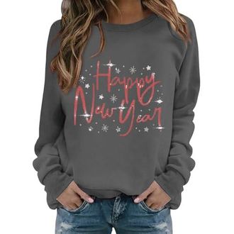 Generic Pull pour femme - Imprim&eacute; graphique - Haut surdimensionn&eacute; - Col rond - Manches longues - Automne - Hiver - D&eacute;contract&eacute; - Confortable - Tendance - Conf