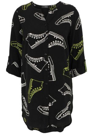 Doris Streich Klassische Bluse mit markantem Sneakers-Print
