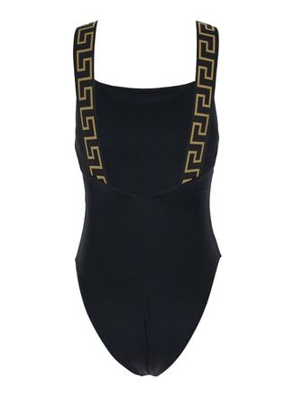 Versace Womens One-Piece Swimsuit With Greca Detail Black Nylon Swimwear Sea Clothing