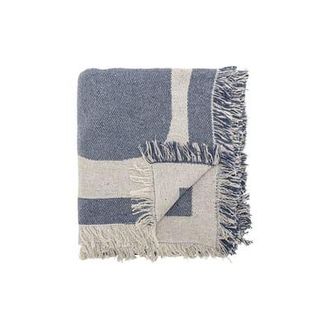 Bloomingville Plaid Ethan - Bleu - Coton recyclé