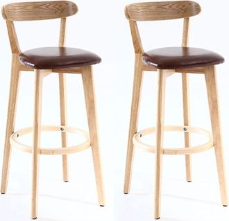 Generic Set Aus 2 Modernen Barhockern Aus Massivholz mit R&uuml;ckenlehne, Fu&szlig;st&uuml;tzen Und H&ouml;henverstellung f&uuml;r K&uuml;chentheke, Restaurant Und Bar