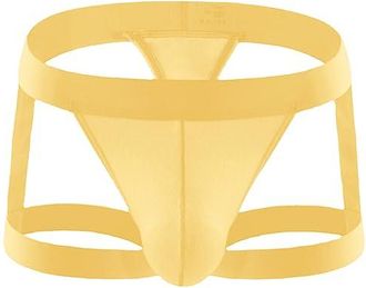 Generic IQYU Sous-v&ecirc;tements sexy pour homme - Couleur unie - En soie glac&eacute;e - Respirant - En dentelle - Sexy - Boxer sexy - Avec poche - Culotte sexy, or, XXL