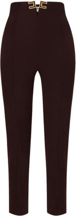 Elisabetta Franchi Femme, Pantalons, Brun, Taille: 40 FR Pantalon en Cr&ecirc;pe Stretch Double &Eacute;paisseur