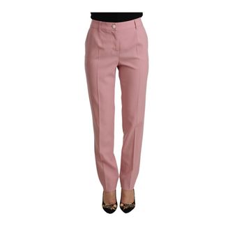 Dolce & Gabbana Rosa Wollstretch-Hose mit hoher Taille - - Trousers - Damen - Rosa - M