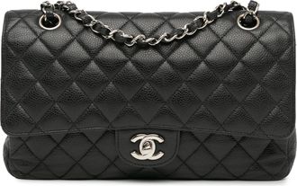 Chanel Black Caviar Leather Medium Double Flap Bag