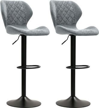 HOMCOM Barhocker 2er-Set, Drehbar H&ouml;henverstellbar Barstuhl mit Chenille-Optik, Gepolstert K&uuml;chenst&uuml;hle mit R&uuml;ckenlehne und Fu&szlig;st&uuml;tze Tresenhocker