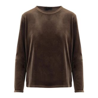 F.it Langarm Pullover aus Stretch-Samt - - Tops - Damen - Braun - L