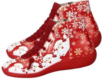 Holibanna Bottines Courtes Rouges de Noël pour Femmes Chaussures Décontractées Respirantes Antidérapantes pour Hiver et Usage Quotidien