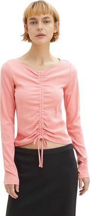 Tom Tailor Damen Langarmshirt mit Schn&uuml;rung 1034833, 15121 - Peach Pink, S