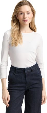 Tom Tailor Damen Slim Fit Langarmshirt mit Glitzer-Logo