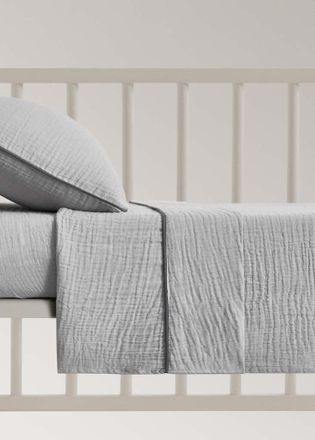 Mango Drap plat berceau gaze de coton liser&eacute; en contraste gris clair/pastel - Home - 100x150cm - MANGO HOME