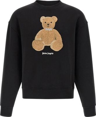 Palm Angels Homme, Sweatshirts et sweats &agrave; capuche, Noir, Taille: XS SweaT-shirt en coton bross&eacute;