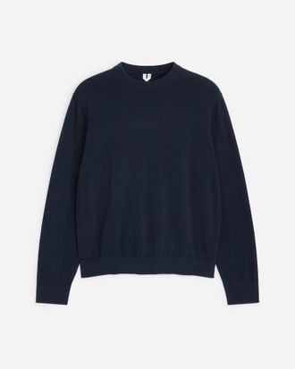 Arket Leichter Baumwollpullover Mit Rundhalsausschnitt -Blau