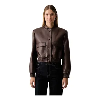 Twinset Bomber en similicuir - Femme - Vestes - Brun - Taille: 40 FR