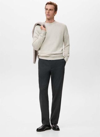 Mango Pull col c&ocirc;tel&eacute; en laine m&eacute;lang&eacute;e &eacute;cru - Homme - XXL - MANGO MAN