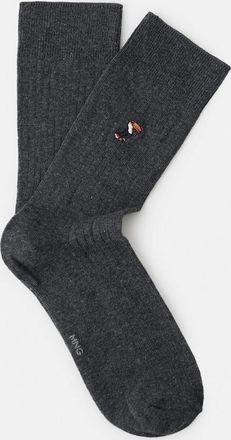 Mango Chaussettes brodées coton gris - Homme - 40-42 - MANGO MAN