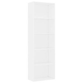 vidaXL Bibliothèque à 5 Niveaux, Meuble de Rangement avec Étagère, Armoire à Livres Salon Salle de Séjour Intérieur, Moderne, Blanc Bois dIngénierie