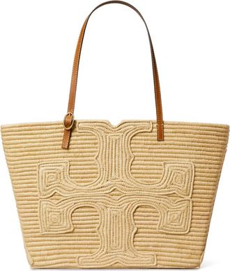 Tory Burch Femme, Sacs, Beige, Taille: ONE Size Ella Structured Straw Large Tote