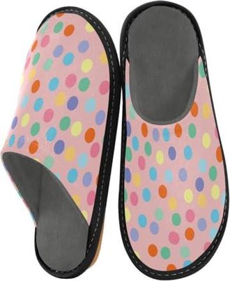 HMZXZ Pantoufles à pois roses pour homme et femme - Chaussons dintérieur à pois pour la maison, la chambre à coucher, les voyages, multicolore, 41/42 EU