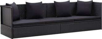 vidaXL Vidaxl - Lit de jardin avec coussin et oreiller R&eacute;sine tress&eacute;e Noir