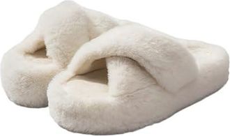 Generic Chaussons Femme Bandes Crois&eacute;es Flous dhiver Slide Orthop&eacute;diques en Plush Soutien Articulaire Semelle Anti-D&eacute;rapante Doublure Floue Chaud Int&eacute;rieur Ex