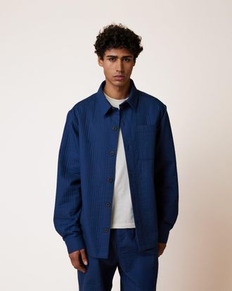 Faguo Surchemise bleu fonc&eacute; coton