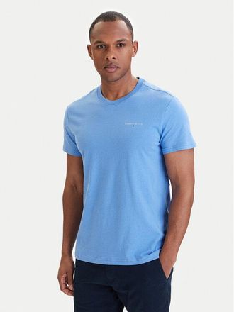 Tommy Jeans T-Shirt Linear Chest DM0DM21780 Blau Slim Fit