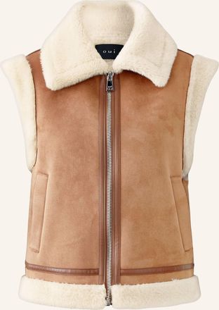 Oui Weste In Lederoptik Mit Kunstfell braun