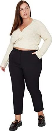 Trendyol Pantalon Carotte Grande Taille, Noir, 70 Femme