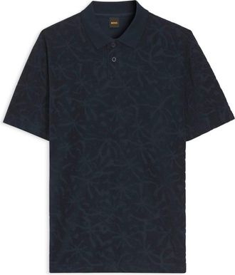 HUGO BOSS Poloshirt mit floraler Frottee-Struktur in