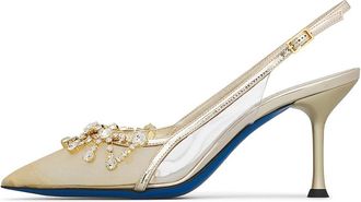 Loriblu Femme, Chaussures, Jaune, Taille: 36 EU Escarpin Slingback Orn&eacute; de Bijoux