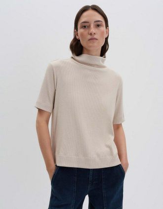 someday Kurzarmshirt KEBBIE Regular mit feiner Rippstruktur lockere Passform, gerader Schnitt