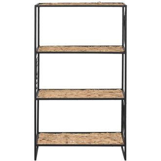 PEGANE Etag&egrave;re, meuble &eacute;tag&egrave;re en bois coloris naturel et m&eacute;tal noir - longueur 50 x profondeur 25 x Hauteur 88 cm