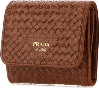 Prada Interlaced Leather Wallet - Brown