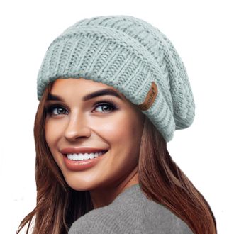 TOSKATOK Damen Warm Slouch Knit Winter Beanie M&uuml;tze mit Supersoft Velour Thermofutter Skim&uuml;tze