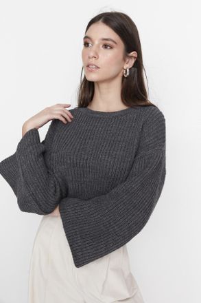 Trendyol Damen Pullover mit Glocken&auml;rmeln gerade
