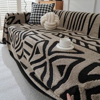 Generic Sofa Überwurfdecke, Geometrisch Couch üBerzug Vielseitige Dekorative Sofaüberwurf für 1/2/3/4 Sitzer Familie Haustiere Kinder(Camel,180x420cm)