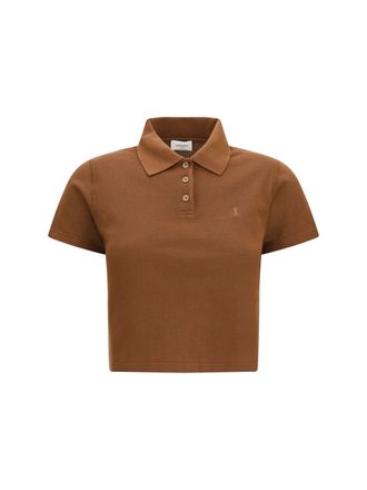 Saint Laurent Womens Polo Shirt Cassandre Caramel Cotton Tops