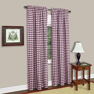 Achim Achim Home Furnishings Buffalo Check Curtain Panel, 42-Zoll von 84-Zoll, Burgund