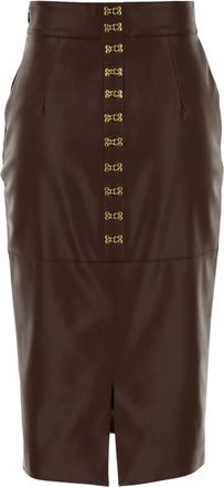 Elisabetta Franchi jupe mi-longue en cuir artificiel - Marron
