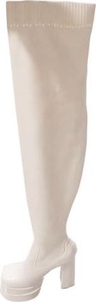 Generic Bottes Femme Montantes Chaudes en Laine avec Talon Large et Embout Rond pour Une Isolation Thermique Confortable en Toute Saison (White, 38)