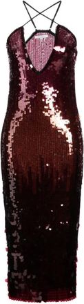Patrizia Pepe Femme, Robes, Rouge, Taille: 38 FR Longue Robe Dos Nu &agrave; Sequins