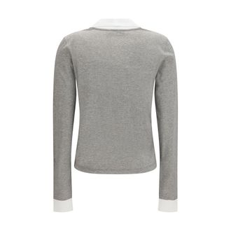 Miu Miu Womens Gray Cotton Long Sleeve T-Shirt